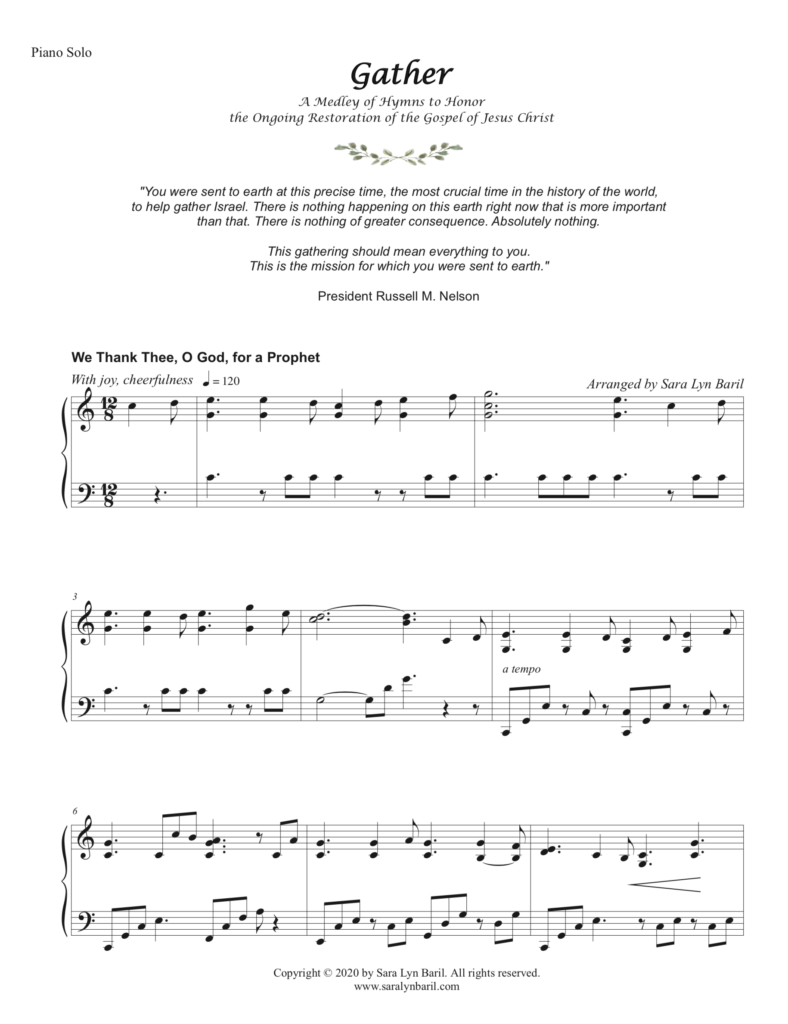 Gather (Hymn Medley) - PDF Sheet Music - Sara Lyn Baril